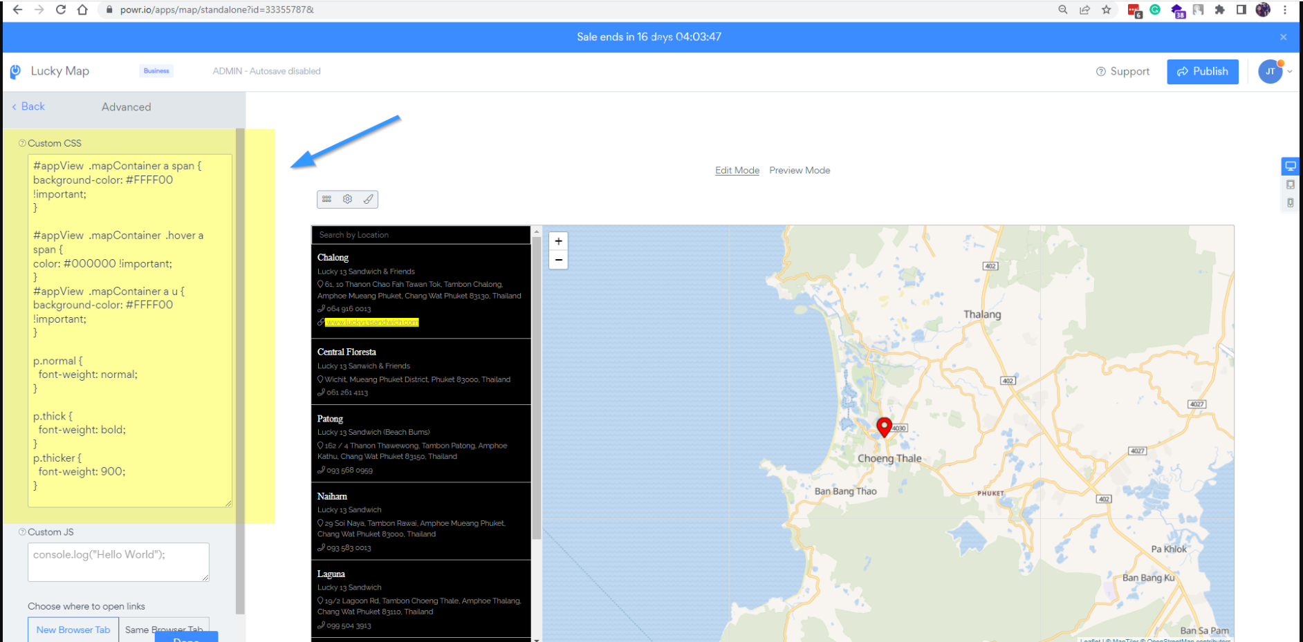 Adding hyperlinks and text colors in Map locations – POWR Adding hyperlinks and text colors in Map locations – POWR